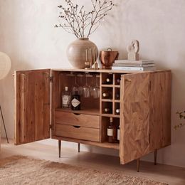 FineBuy Hausbar Massivholz 90cm Barschrank Weinschrank Getr&auml;nkeschrank Design Bar M&ouml;bel