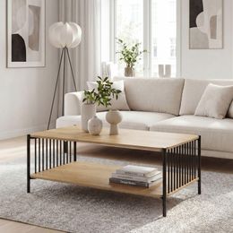 FineBuy Couchtisch 110cm Eiche Optik Sofatisch Wohnzimmertisch Beistelltisch Ablage