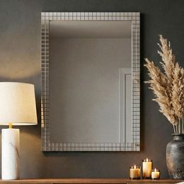 FineBuy Wandspiegel eckig 90cm Dekospiegel H&auml;ngespiegel Flurspiegel Wohnspiegel Spiegel