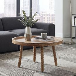 FineBuy Couchtisch Massivholz Sofatisch 60cm rund Beistelltisch Design Wohnzimmertisch