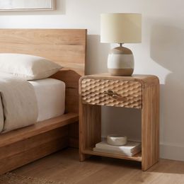 FineBuy Nachttisch 54cm Massivholz Nachtkonsole hoch Nachtschrank mit Schublade Ablage