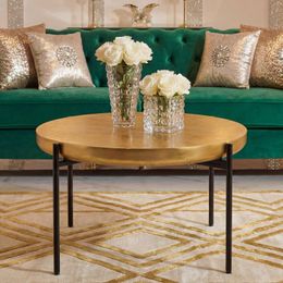 FineBuy Couchtisch 63cm Aluminium Sofatisch Alu Orientalisch Metall Beistelltisch Rund