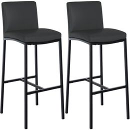 CLP Barhocker 2er Set mit Lehne Freeport, Barst&uuml;hle gepolstert, moderne Tresenst&uuml;hle mit Metallgestellen matt-schwarz und Fu&szlig;ablagen