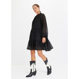 bonprix Tunika-Kleid mit Glitzereffekt, schwarz, Gr.38, modisches Tunika-Kleid mit Glitzereffekt