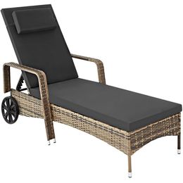 TecTake Sonnenliege, Natur, Kunststoff, 70x33x200 cm, Gartenm&ouml;bel, Gartenliegen