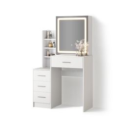 Livinity&reg; Schminktisch, Wei&szlig;, Holzwerkstoff, 8 F&auml;cher, 4 Schubladen, 80x131.6x36 cm, Schlafzimmer, Schminktische