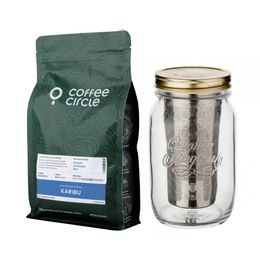 Coffee Circle Brewjar & Cold Brew Kaffee Set, 1 Liter Cold Brew Zubereiter & 1 kg Karibu Kaffee im Set
