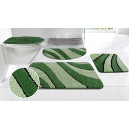 Badematte OTTO HOME, H:16mmdunkelgr&uuml;n, hellgr&uuml;n, Polyester, Badematten, "Anna, Badvorleger, Badezimmer Teppich", Badteppich, Hoch Tief Effekt,