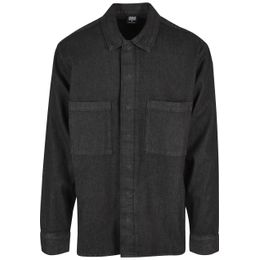 Urban Classics Herren Langarmhemd "Urban Classics Herren Oversized Denim Pocket Shirt", schwarz, Gr. L, unifarben, 100% Baumwolle, Hemden