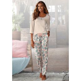 Lascana Damen Pyjama, Braun, Gr. 32/34, Pyjamas, 100% Baumwolle