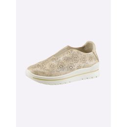 Heine Damen Slipper, Goldfarben, Gr. 37, Mokassins & Slippers, Material: Synthetik