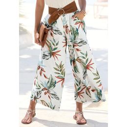 Lascana Culotte 'mit Leinen-Anteil und weitem Bein' mehrfarbig Gr. 34 f&uuml;r Damen. Figurumspielend