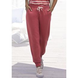 H.I.S. H.I.S Sweathose 'Heiligenhafen' rot Gr. 32/34 f&uuml;r Damen. Mit Stickerei. Bequem