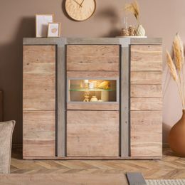 Highboard Akazie 160x45x142 beige lackiert Amsterdam #107