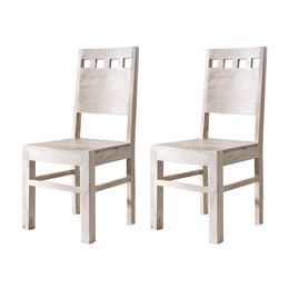 Stuhl Akazie 45x45x100 wei&szlig; get&uuml;ncht NATURE WHITE #120, 2er Set