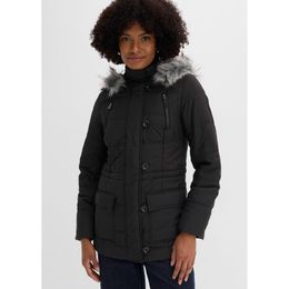 bonprix Steppjacke mit Kapuze, schwarz, Gr.34, Moderne, dick wattierte Steppjacke mit Kapuze und abtrennbarer Fellimitatverzierung