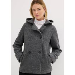 bonprix Cabanjacke aus kuscheligem Boucl&eacute;, schwarz, Gr.50, Sch&ouml;ne Cabanjacke mi Kapuze kaschiert Problemzonen