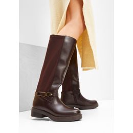 bonprix Weitschaftstiefel, braun, Gr.37, Bequemer Weitschaftstiefel mit gepolsterter Innensohle, aus Vegan