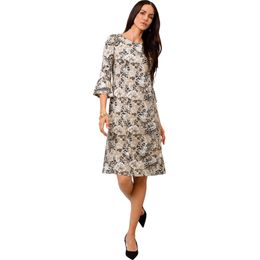 CR&Eacute;ATION L Damen Jerseykleid camel-schwarz-bedruckt Gr&ouml;&szlig;e 38