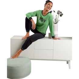 w&auml;schepur Damen Schlafanzug mit Ringelb&uuml;ndchen apfel-schwarz Gr&ouml;&szlig;e 52/54