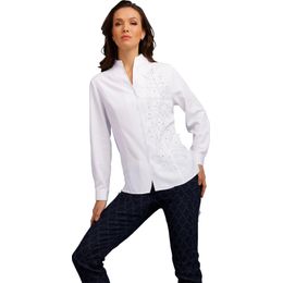 CREATION L PREMIUM Damen Langarm-Bluse mit Glitzersteinchen ecru Gr&ouml;&szlig;e 38