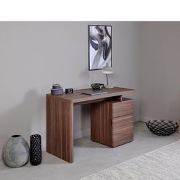 Pharao24.de B&uuml;roschreibtisch Computerschreibtisch 76 cm hoch in Walnussfarben