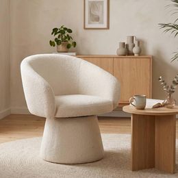 Pharao24.de Polstersessel Drehsessel in modernem Design aus Boucle Stoff