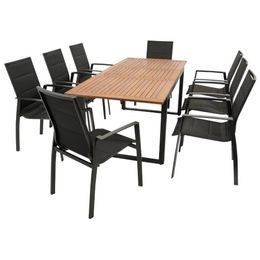 Pharao24.de Sitzgruppe Garten Gartentischgruppe inklusive acht St&uuml;hle mit Armlehnen (neunteilig)