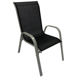 Pharao24.de Balkonstuhl Outdoor St&uuml;hle in Schwarz und Silbergrau (4er Set)