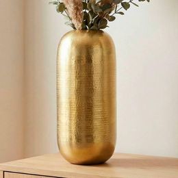 Pharao24.de Vase Dekoobjekt in Goldfarben mit Hammerschlag Optik
