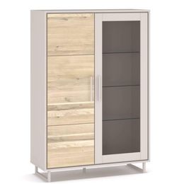 Pharao24.de Highboard Wohnzimmerschrank in Eiche Bianco und Kreidewei&szlig;