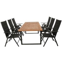 Pharao24.de Gartenm&ouml;belset Gartensitzgruppe wetterfest St&uuml;hle klappbar (siebenteilig)