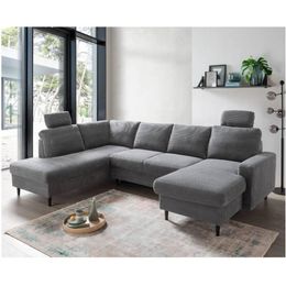 Pharao24.de Wohnlandschaft Couchlandschaft in Grau 313 cm breit