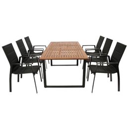 Pharao24.de Gartenm&ouml;bel Set Gartenessgruppe aus Aluminium und Akazie Massivholz (siebenteilig)