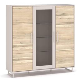 Pharao24.de Highboard Esszimmer Highboard mit drei Glasb&ouml;den und Glast&uuml;r