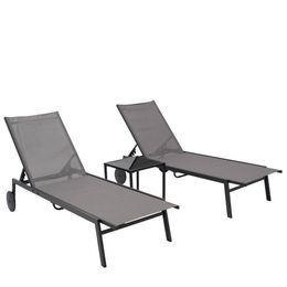 Pharao24.de Liegen Set Gartenliegen in modernem Design mit Tisch (dreiteilig)