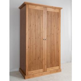 Pharao24.de Kleiderschrank Massivholz Dreht&uuml;renschrank in Eichefarben aus Kiefer Massivholz