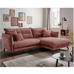 Pharao24.de Wohnlandschaft L Sofa mit Fu&szlig;gestell aus Metall in modernem Design