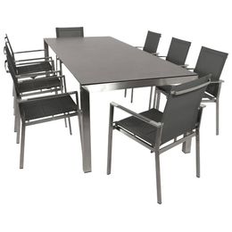 Pharao24.de Sitzgruppe Terrassensitzgruppe in Grau aus Edelstahl (neunteilig)