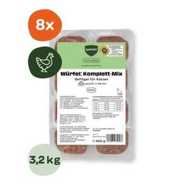 BARFER's BARFER'S W&uuml;rfel: Komplett-Mix Gefl&uuml;gel f&uuml;r Katzen 8x400 g