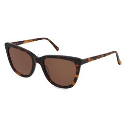 Fielmann BD 569 SUN FA ANITA | Damen-Sonnenbrille | Fassung: Vollrand, Butterfly, Acetat Extrudiert, Havanna Gl&auml;nzend | Glasfarbe: Braun