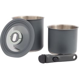 Bo-Camp Swift Topfset Edelstahl mit Glasdeckeln und abnehmbarem Griff 2-teilig - Camping-T&ouml;pfe