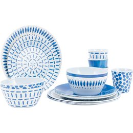 Bo-Camp Mix & Match Campinggeschirr-Set 16-teilig Melamin f&uuml;r 4 Personen blau breeze - Kunststoff und Melamin Geschirr-Sets