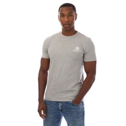 Aquascutum - "London" T-Shirt f&uuml;r Herren, Rundhalsausschnitt (Hellgrau/Wei&szlig;)