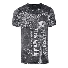 Rusty Neal Verwaschenes T-Shirt mit "Flying-Skull" Print