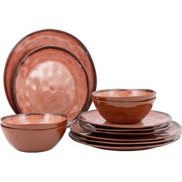 Bo-Camp Halo Campinggeschirr-Set aus Melamin f&uuml;r 4 Personen 12-teilig Clay - Kunststoff und Melamin Geschirr-Sets