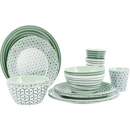 Bo-Camp Mix & Match Campinggeschirr-Set Melamin f&uuml;r 4 Personen 16-teilig gr&uuml;n leaf - Kunststoff und Melamin Geschirr-Sets