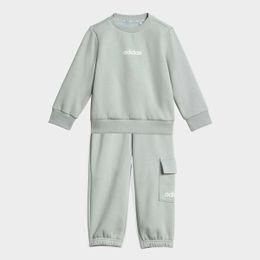 M&auml;dchen Trainingsanzug "I LIN FL JOG"wonder sage, wei&szlig;, Gr. 104, adidas Sportswear, Obermaterial: 70% Baumwolle, 30% Polyester, Sportanz&uuml;ge