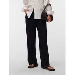 V&eacute;ro Moda VERO MODA Damen Schlupfhose "VMROSIE MW WIDE PANT NOOS"schwarz, Gr. XL, unifarben, Web, Obermaterial: 85% Viskose, 15% Leinen, Hosen,