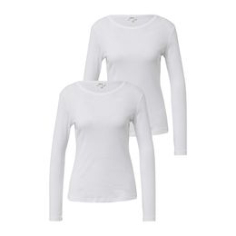 s.Oliver Damen Langarmshirt, wei&szlig;, Gr. 42, unifarben, Single Jersey, Obermaterial: 100% Baumwolle, Shirts, mit Rundhalsausschnitt, 2er Pack